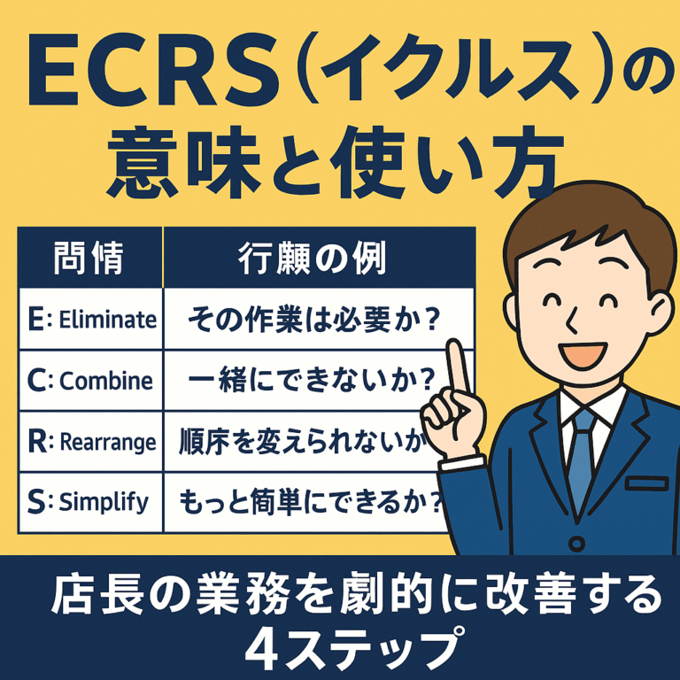 ECRS（イクルス）の意味と使い方｜店長の業務を劇的に改善する4ステップ - 店長力向上のすすめ